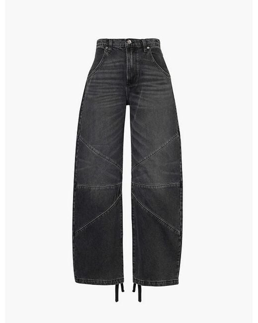 EB DENIM Frederic Panelled Barrel-leg Mid-rise Jeans in Black | Lyst UK