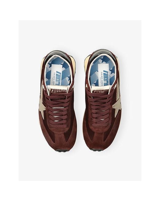 Golden Goose Running Marathon 55661 Suede And Fabric Trainers in Brown ...