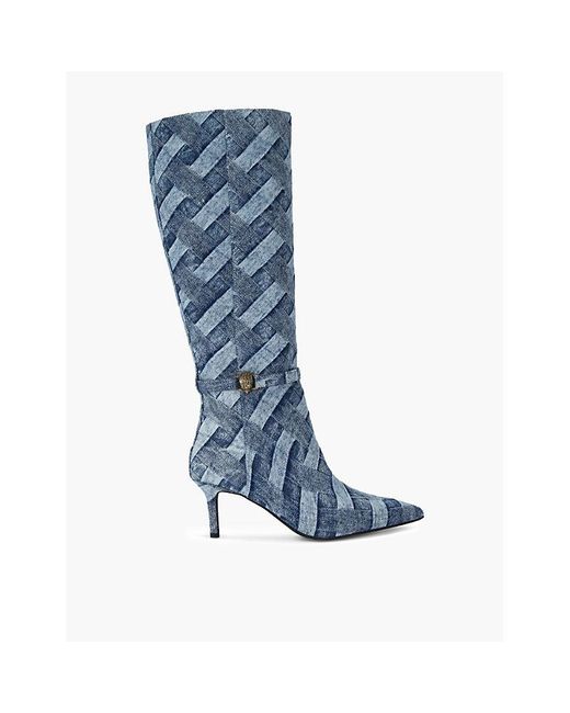 Kurt Geiger Kensington Flexi Heeled Knee-High Boots in Blue | Lyst