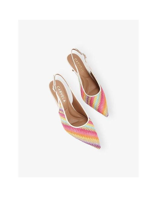Carvela Kurt Geiger Positano Striped Woven Heels in Pink | Lyst UK