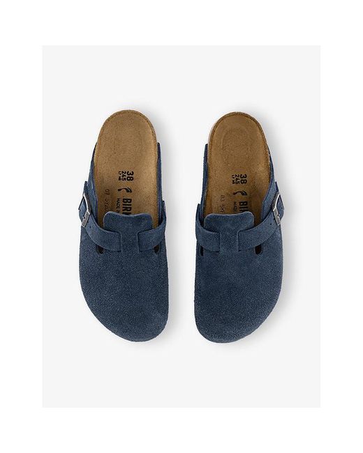 Birkenstock Boston Suede Clogs in Blue | Lyst