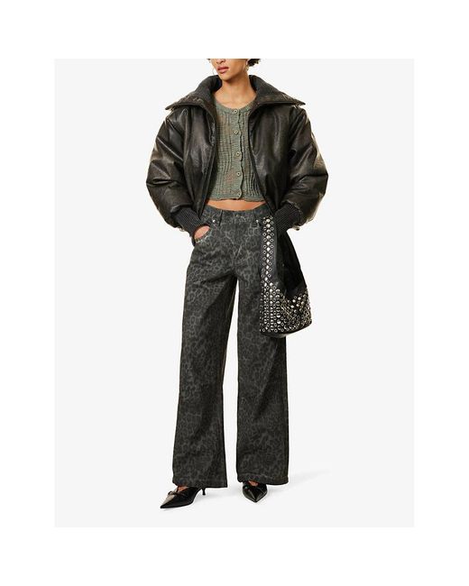 Jaded London High-Neck Padded Relaxed-Fit Faux-Leather Jacket in Black ...