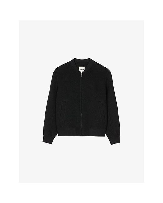 Sandro Baseball-Collar Wool-Blend Jacket in Black for Men | Lyst
