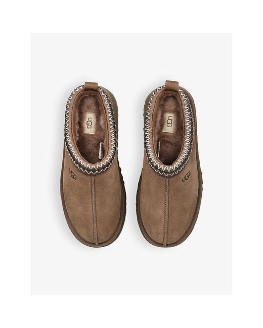 UGG Dark Tazz Logo-Debossed Suede And Shearling Slippers in Brown | Lyst UK