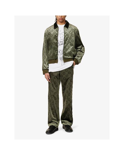 Givenchy Monogram Logo-Pattern Velvet Blouson Jacket in Green for Men ...