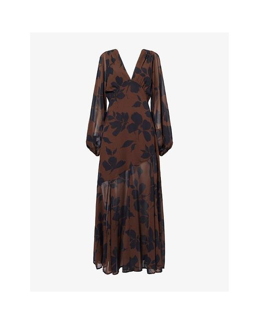 Pretty Lavish Petula Batwing-Sleeves Woven Maxi Dress in Brown | Lyst UK