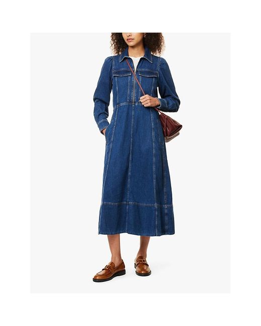 ME+EM Zip-Front Regular-Fit Denim Midi Dress in Blue | Lyst UK