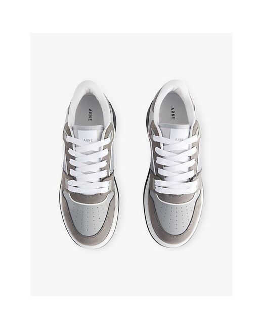 Arne Basket Suede, Leather And Mesh Low-Top Trainers in White for Men ...