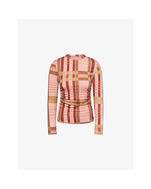 Barbour X Farm Rio Thalita Ruched Wool Top in Pink | Lyst UK