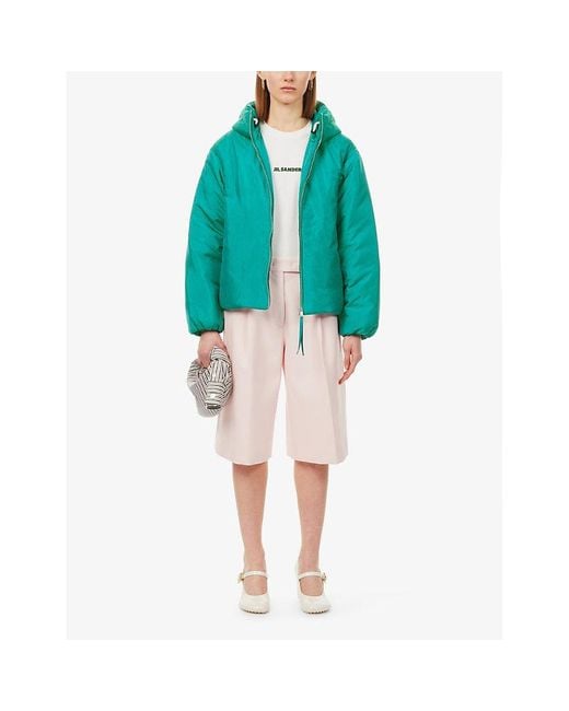 Jil Sander toggle-hood Padded Shell Jacket in Green | Lyst