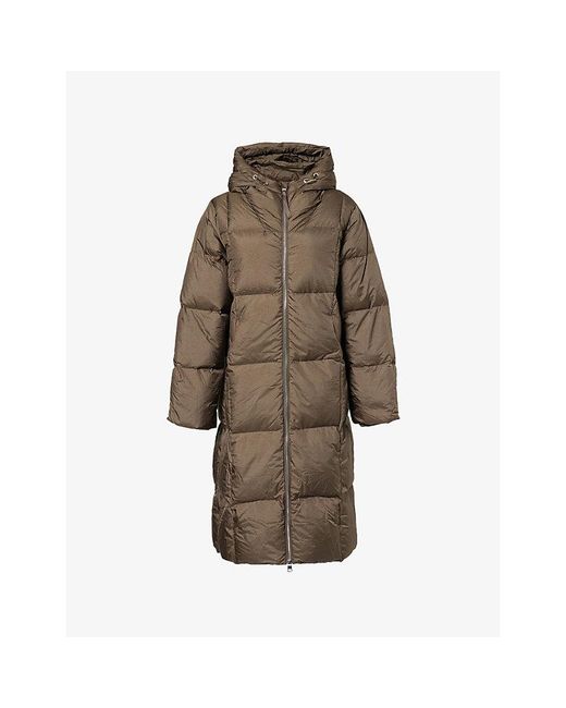 Varley Katya Long Down Puffer Jacket in Brown | Lyst UK