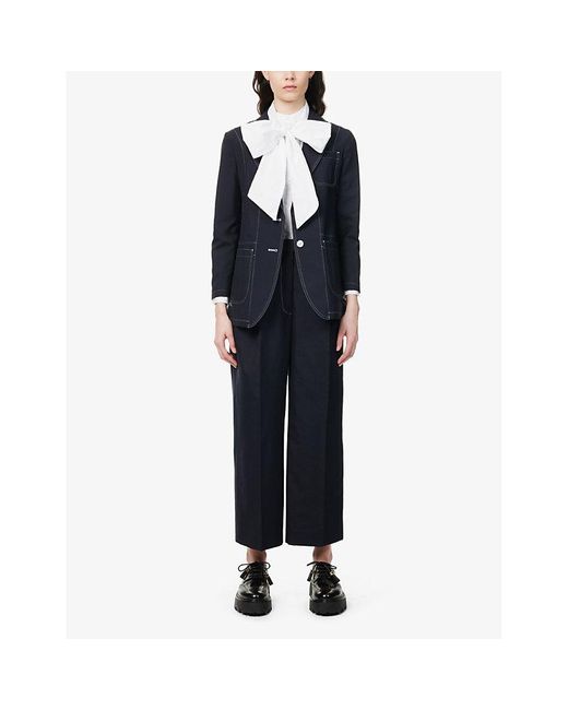 Thom Browne School Uniform Pleated Wide-Leg High-Rise Wool-Blend ...