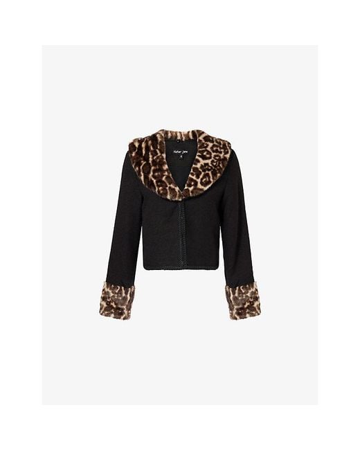 Sister Jane Velma Leopard Boucle Jacket in Black | Lyst UK