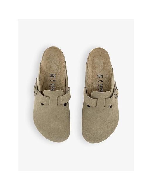 Birkenstock Boston Logo-Embossed Suede Clogs in Green | Lyst
