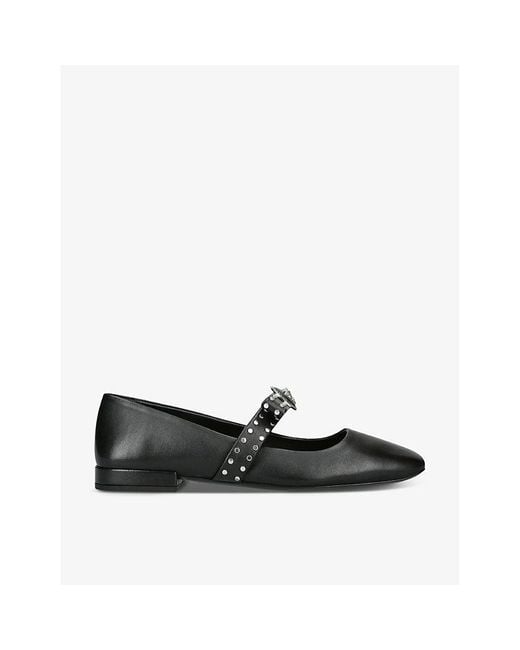 Versace Bow-embellished Leather Mary-jane Ballet Flats in Black | Lyst