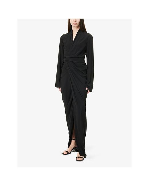 Rick Owens Wrap Draped Woven Gown in Black | Lyst UK