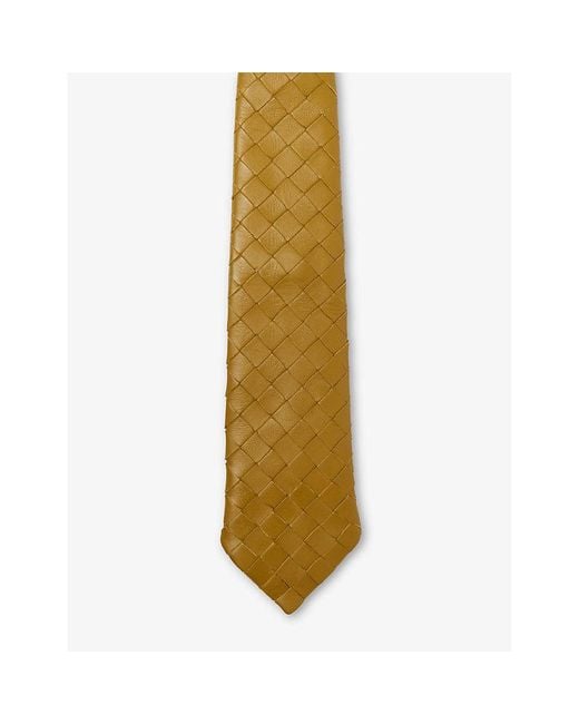Bottega Veneta Intrecciato Leather Tie in Metallic for Men | Lyst