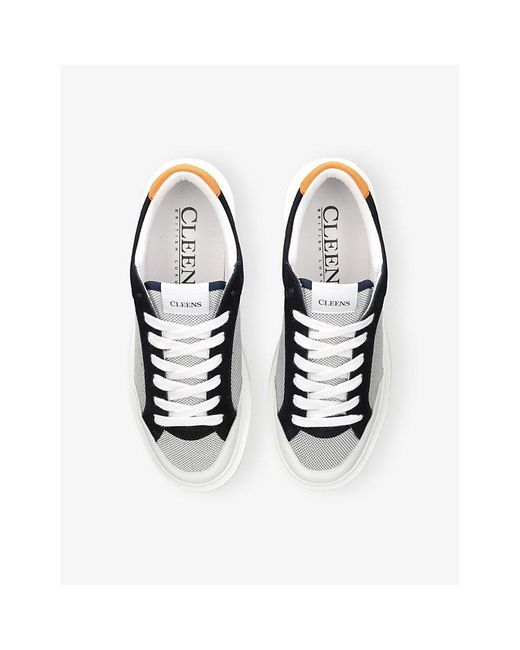 Cleens Luxor Leather And Mesh Trainers in White for Men | Lyst UK
