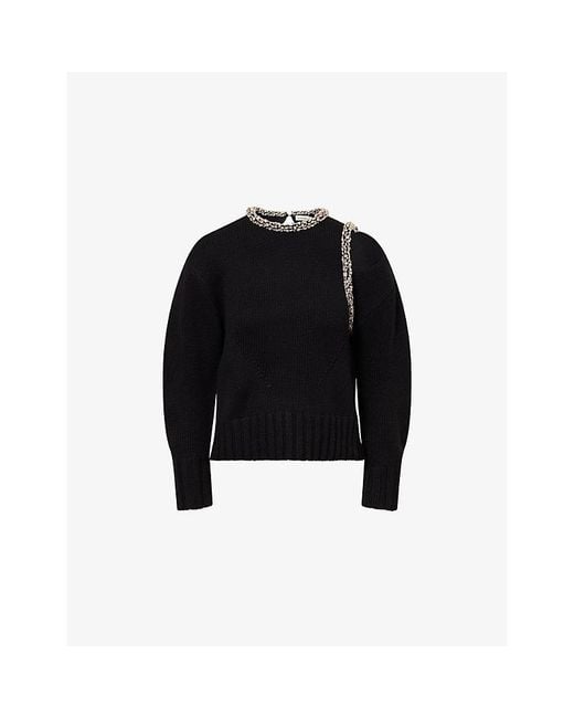 Jonathan Simkhai Monroe Embellished Wool-Blend Jumper in Black | Lyst UK