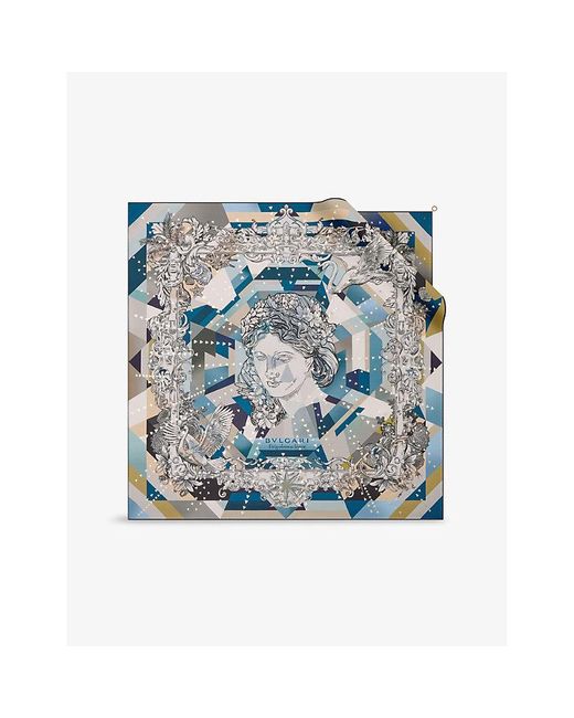BVLGARI Polychroma Printed Square Silk-Twill Scarf in Blue | Lyst