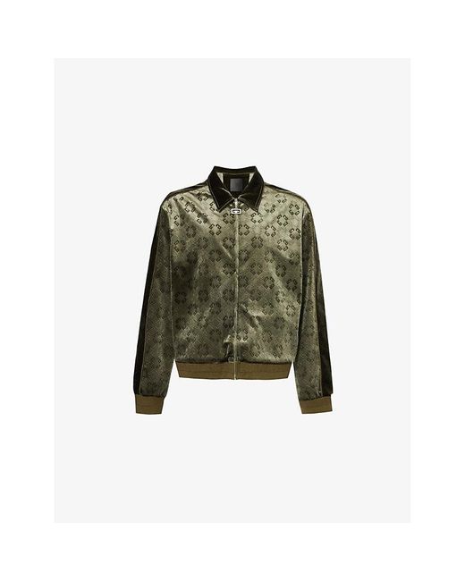Givenchy Monogram Logo-Pattern Velvet Blouson Jacket in Green for Men ...