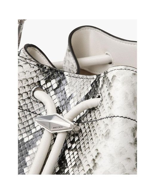 Jimmy Choo Cinch Snakeskin-Embossed Leather Shoulder Bag in White | Lyst