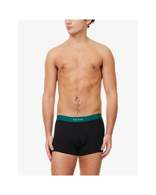 Paul Smith Branded-Waistband Mid-Rise Pack Of Five Stretch-Organic-Cotton Boxers Xxl in Black ...
