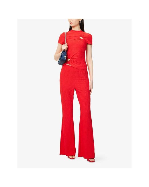 Amy Lynn Bowie Heart-Shape Cut-Out Stretch-Woven Top in Red | Lyst