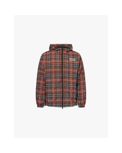 BOILER ROOM Practice Check-Print Hooded Cotton-Blend Jacket in Brown ...