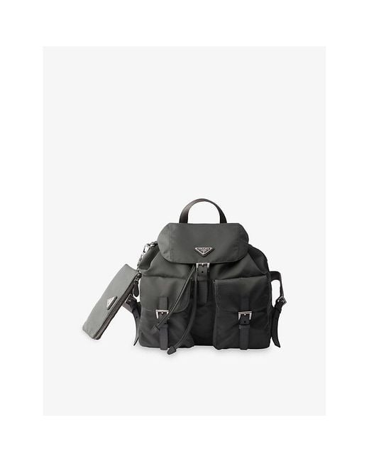 Prada Re-Nylon Medium Woven Backpack in Black | Lyst UK