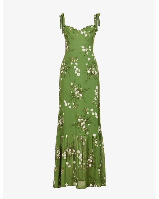 Reformation Synthetic Jasen Floral Print Crepe Maxi Dress In Green Lyst
