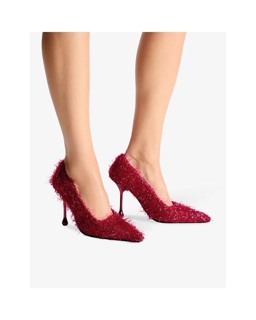 Jimmy Choo Ixia 95 Tinsel Heeled Woven Courts in Red | Lyst