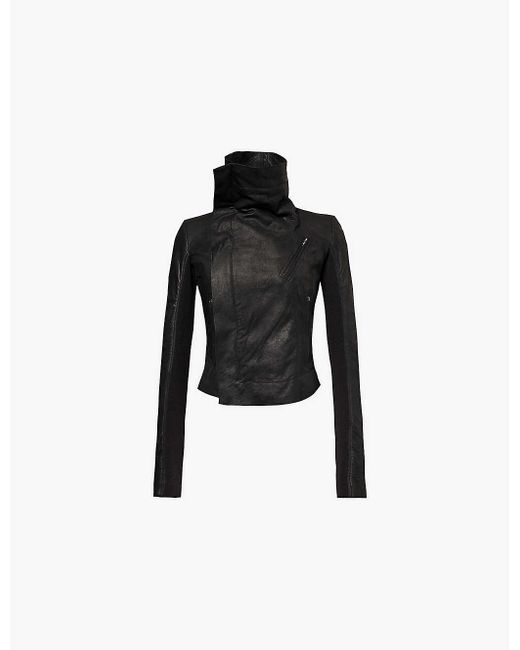 Rick Owens Biker High-neck Leather Jacket in Black | Lyst UK