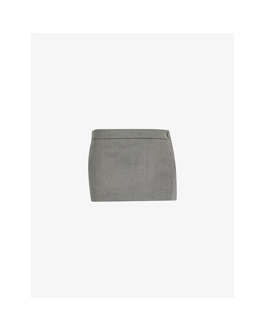 Wardrobe NYC Buttoned Wool-Blend Micro Mini Skirt in Gray | Lyst