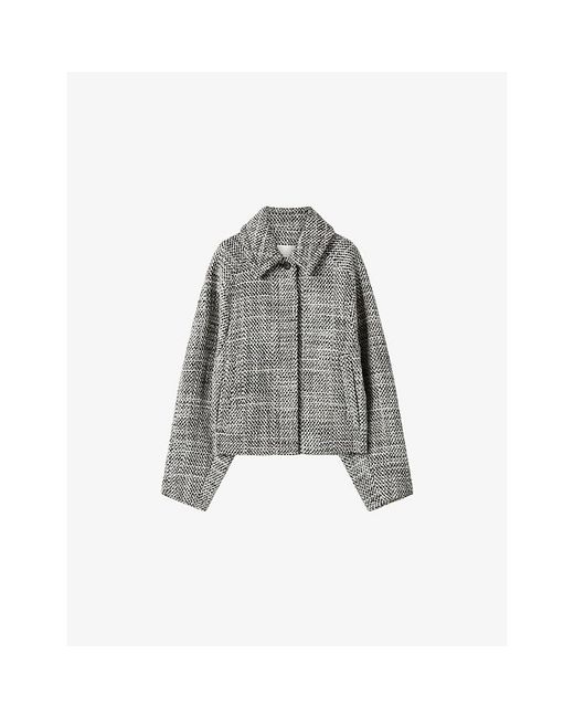 JOSEPH Geroux Crosshatch Wool-Blend Jacket in Grey | Lyst UK