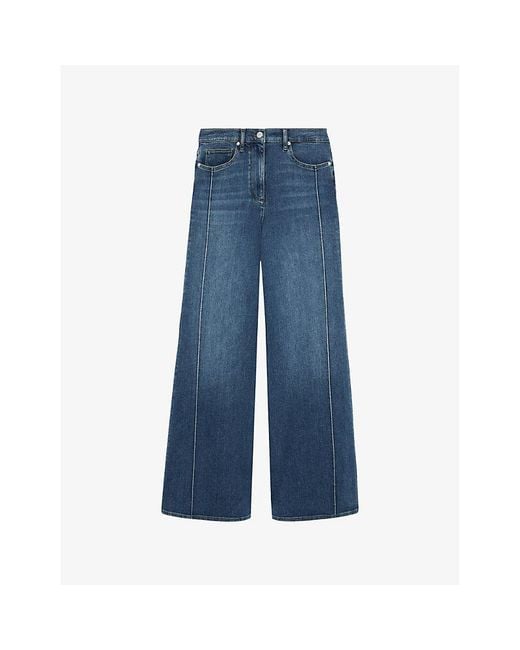 Reiss Heather Wide-Leg High-Rise Stretch-Denim Jeans in Blue | Lyst UK