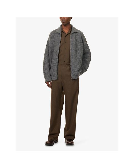 The Elder Statesman Hunter Checkered Knitted Cashmere Jacket in Grey ...