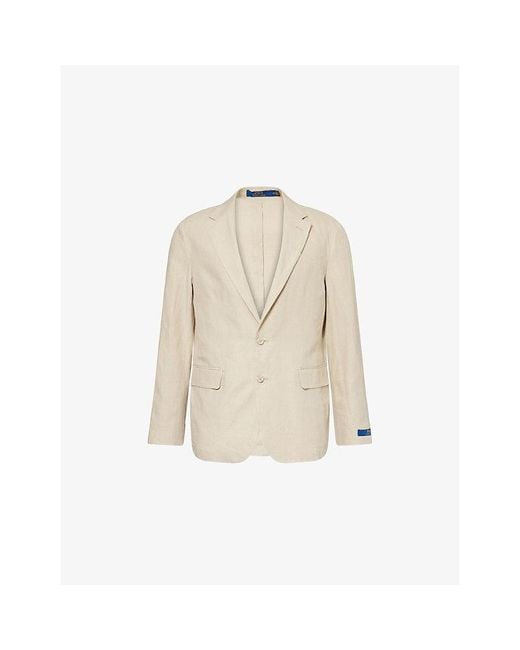 Polo Ralph Lauren Notched-Lapels Flap-Pockets Linen Suit Jacket in ...