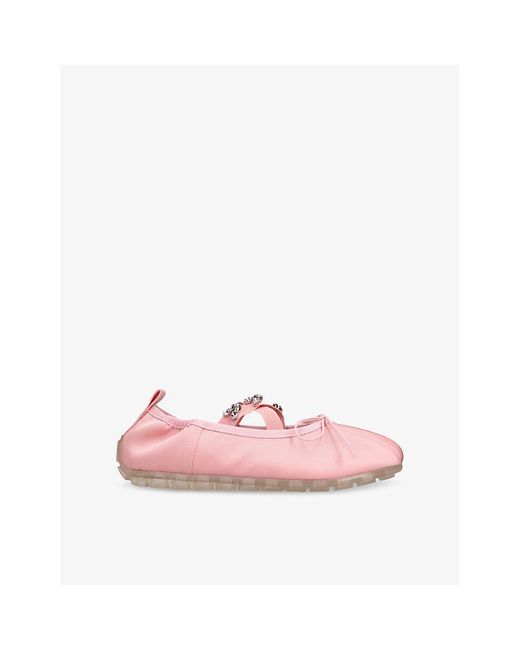 Simone Rocha Embellished-Strap Satin Ballerina Flats in Pink | Lyst