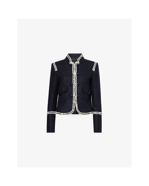 ME+EM Contrast-Trim Fitted Wool-Blend Jacket in Blue | Lyst UK