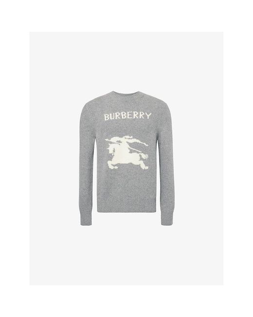 Burberry Logo-Embroidered Crew-Neck Wool And Cashmere-Blend Jumper in ...