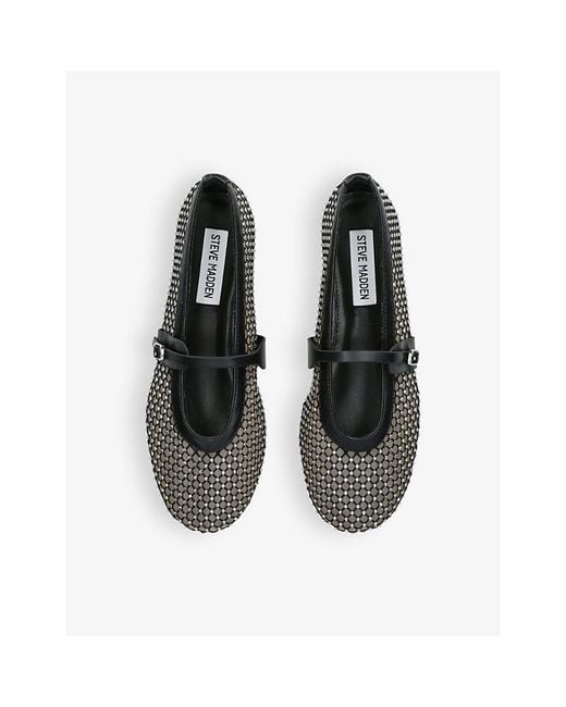 Steve Madden Rejoice-Mr Rhinestone-Embellished Mesh Flats in Black | Lyst