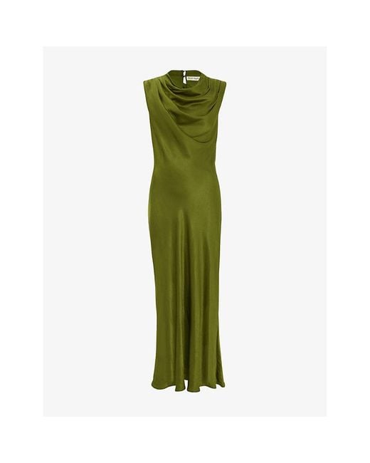 Phase Eight Hallie Cowl-Neck Satin Midi Dress in Green | Lyst UK
