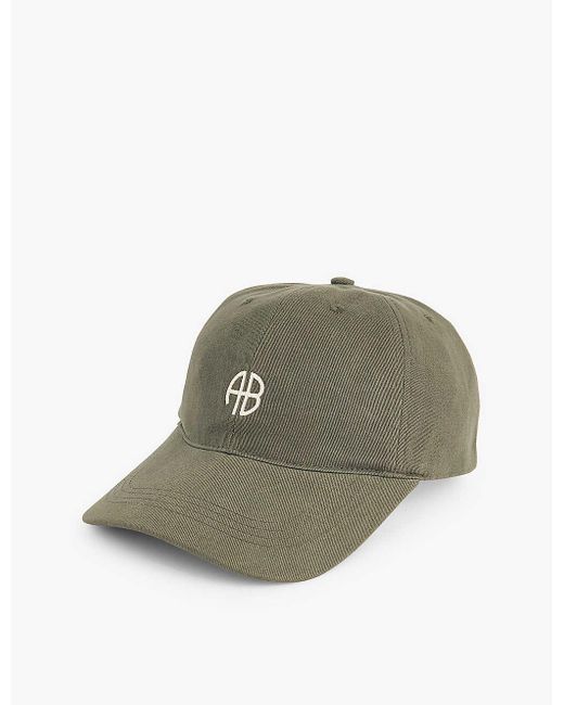Anine Bing Jeremy Brand-embroidered Cotton Cap in Green | Lyst UK