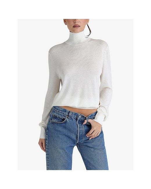 House Of Cb Angel Polo-Neck Silk And Wool Jumper in White | Lyst UK