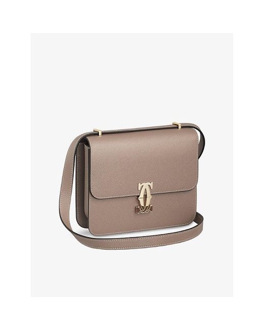 Cartier C De Mini Model Leather Shoulder Bag in Brown | Lyst