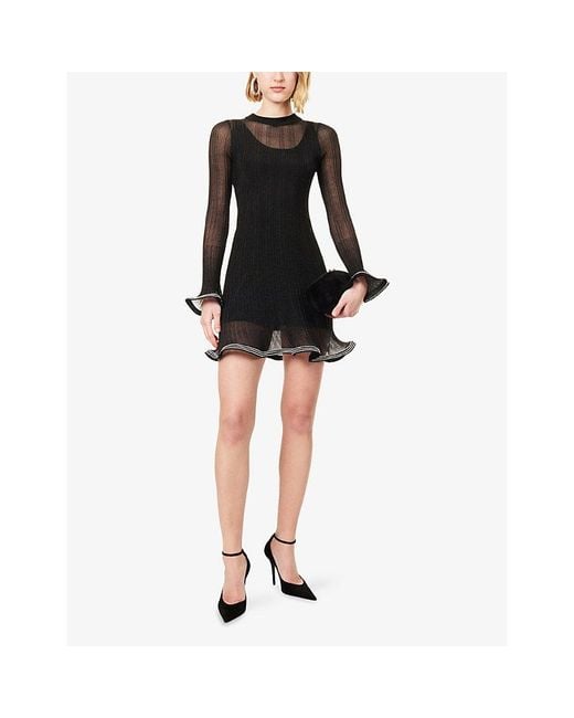 Jonathan Simkhai Zelda Crystal-Wavy-Trims Knitted Mini Dress in Black ...