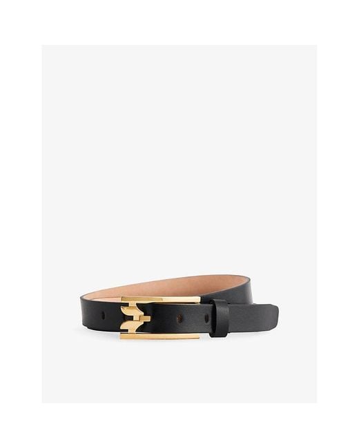 Victoria Beckham Curved Side Leather Belt in Black | Lyst UK
