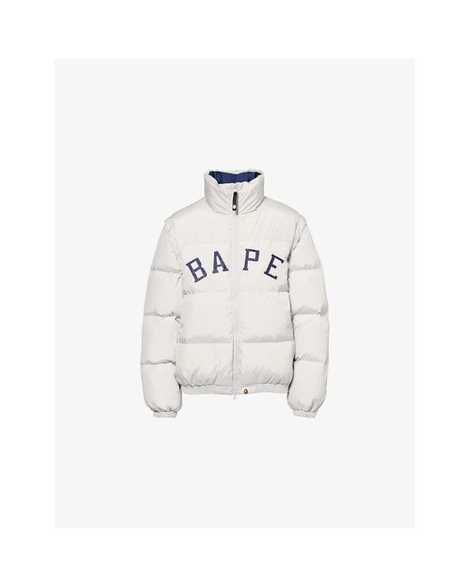 A Bathing Ape Bape Detachable-Sleeve Shell-Down Jacket in White | Lyst UK