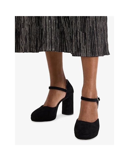 Phase Eight Closed-Toe Suede Platform Heels in Black | Lyst UK